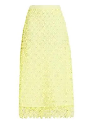 Simkhai Karolina Eyelet-embellished Lace Midi Skirt - Yellow