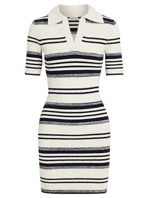 Simkhai Kris Striped Bouclé-knit Mini Dress - Ecru