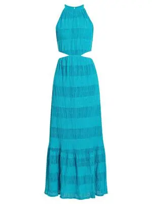 Simkhai Cutout Cotton-blend Maxi Dress - Turquoise