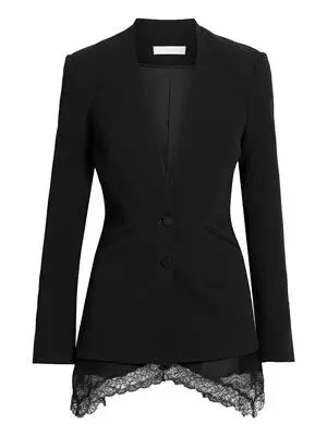Simkhai Lace-Trimmed Crepe Blazer Black