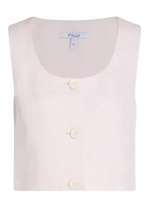 Derek Lam 10 Crosby Leo Cropped Linen-lyocell Vest - Baby Pink