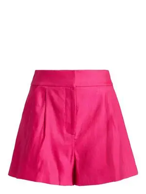 Veronica Beard Velia Pleated Cotton-blend Shorts - Fuchsia