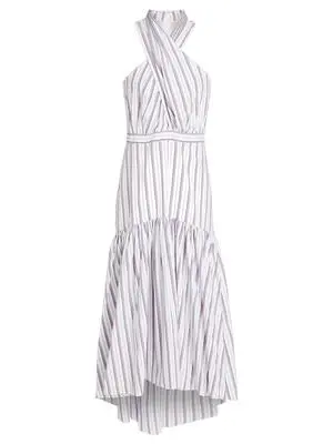 Veronica Beard Radley Striped Poplin Midi Dress - White