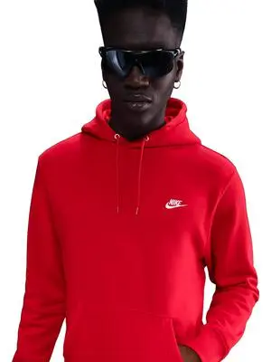 Nike Club Pullover Fleece Hoodie - Red
