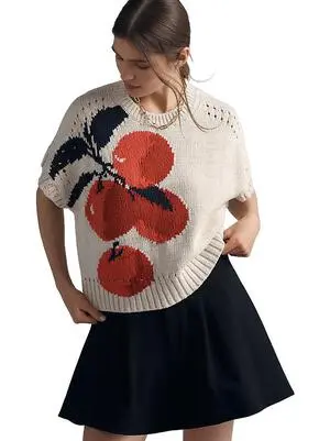 Maeve Veggie Motif Graphic Sweater - Ivory
