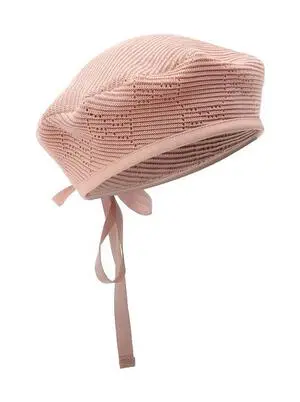 Gucci Gg Logo Crochet Beret - Pink