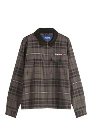 AWAKE NY Plaid Flannel Zip Overshirt - Brown
