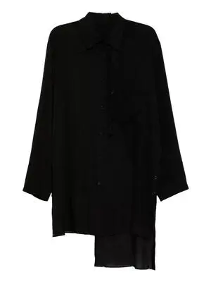 Yohji Yamamoto Loan Double-layered Tab-collar Shirt - Black