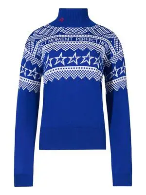 Perfect Moment Intarsia-knit Merino Wool Turtleneck - True-indigo