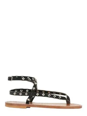 K.JACQUES Deltapyr Stud-embellished Flat Sandals - Black