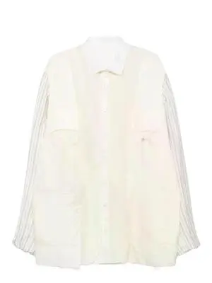 MAISON MARGIELA Striped Layered Overshirt Jacket - Neutrals