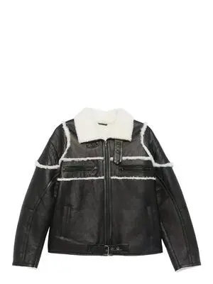 MANOKHI Blake Shearling-trimmed Jacket - Black