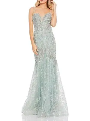 Mac Duggal Embellished Trumpet Gown - Mint