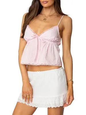 EDIKTED Tillie Cotton Babydoll Top - Light-pink