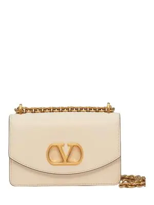 Valentino Garavani Vlogo Leather Shoulder Bag - Butter White