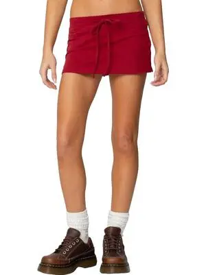 EDIKTED Bayside Stretch Cotton Micro Skort - Burgundy