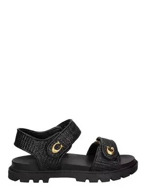 Coach Brynn Textured-strap Sandals - Black