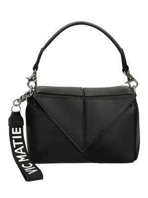 VIC MATIE Rochelle Geometric Shoulder Bag - Black