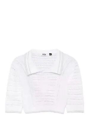Gcds Cropped Polo Top - White