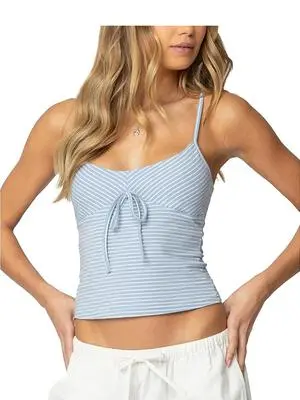 EDIKTED Tova Striped Scoop Tank Top - Light-blue