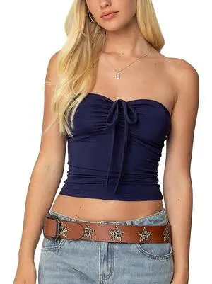 EDIKTED Strapless Top - Navy