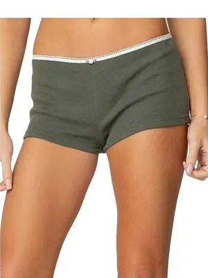EDIKTED Low Rise Waffle Shorts - Olive