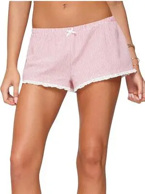 EDIKTED Pinstripe Shorts - Red