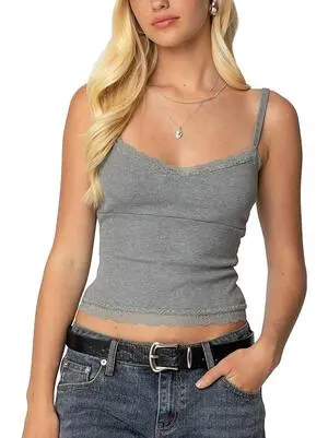 EDIKTED Lacey Tank Top - Gray