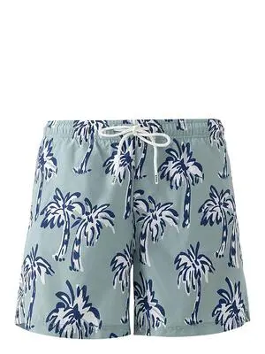 Eton Palm Tree Print Swim Shorts - Medium Green