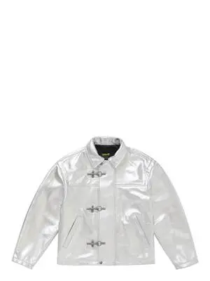 Supreme Leather Clip Jacket Silver