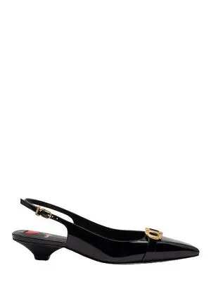 Larroude Franca Kitten Heel Slingback Pump Black