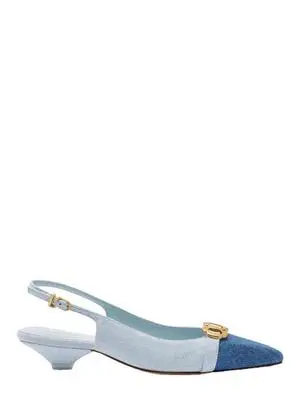 Larroude Franca Kitten Heel Slingback Pump Blue