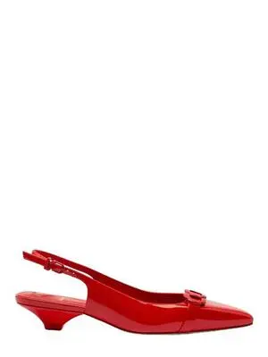 Larroude Franca Kitten Heel Slingback Pump Scarlet