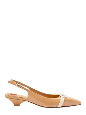 Larroude Franca Kitten Heel Slingback Pump Tan