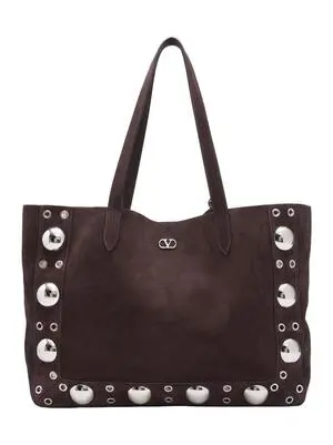 Valentino Garavani Nellcôte Stud Suede Tote - 0to Testa Di Moro