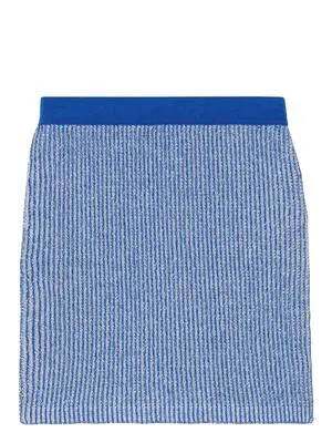 Escvdo Dual Ribbed Cotton Mini Skirt - Blue