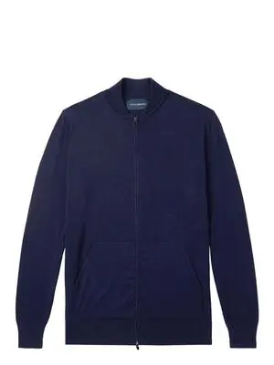 Thom Sweeney Cotton And Cashmere-blend Bomber Jacket - Blue