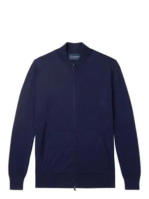 Thom Sweeney Thom Sweeney Cotton And Cashmere-Blend Bomber Jacket Navy