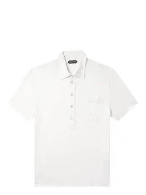 TOM FORD Slim-fit Silk And Linen-blend Polo Shirt - White