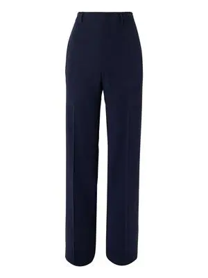 Thom Sweeney Wide-Leg Twill Trousers Navy