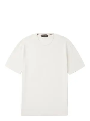 LORO PIANA Loro Piana - Slim-Fit Cotton And Silk-Blend Piqué T-Shirt - Men - White 