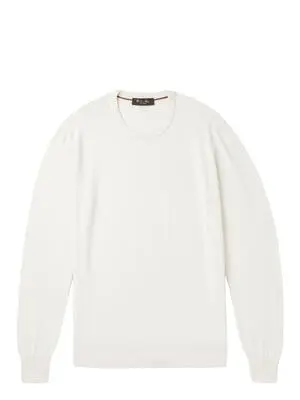 Loro Piana Cotton And Silk-blend Piqué Sweater - White