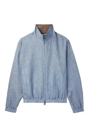 Loro Piana Linen Bomber Jacket - Blue