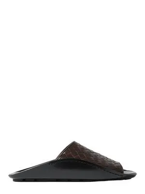 Bottega Veneta Wave Intrecciato Leather Slides - Brown
