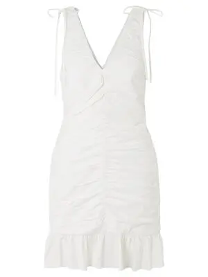 KIKA VARGAS Kath Ruched Mini Dress - White