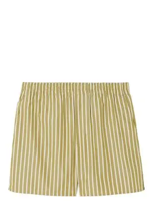 Ami AMI PARIS Striped Cotton-Poplin Shorts Mustard