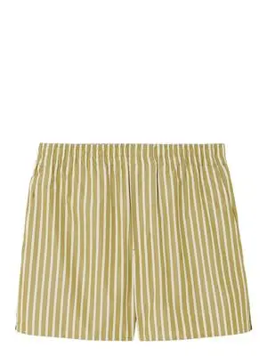 Ami Striped Cotton-poplin Shorts - Yellow