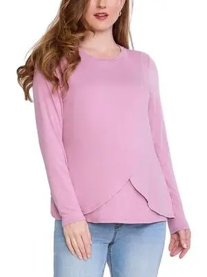Motherhood Maternity Long Sleeve Draped Nursing Tee - Orchid Haze