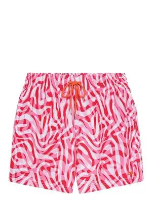 LE CLUB 4.25" Eco-friendly 4-way Stretch Swim Trunks - Pink And White