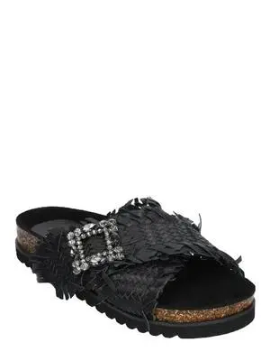 BIBI LOU Danna Fringe Slide Sandal Black
